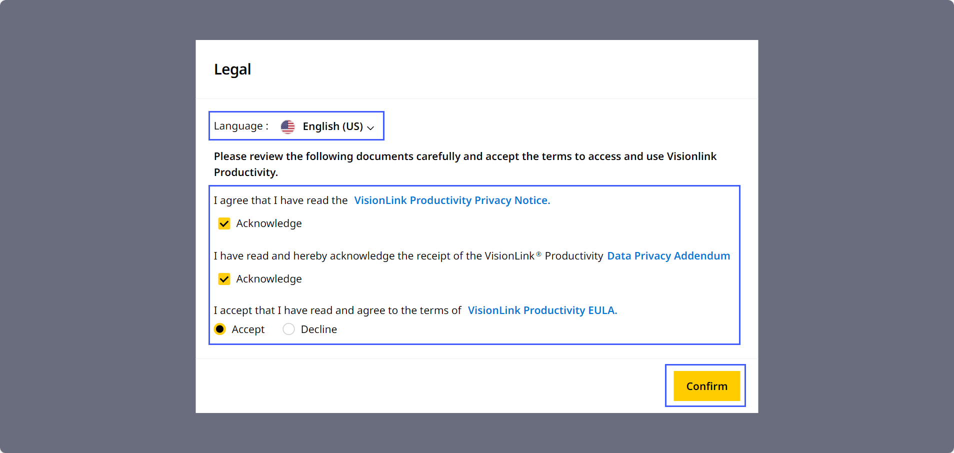 Accessing VisionLink Productivity